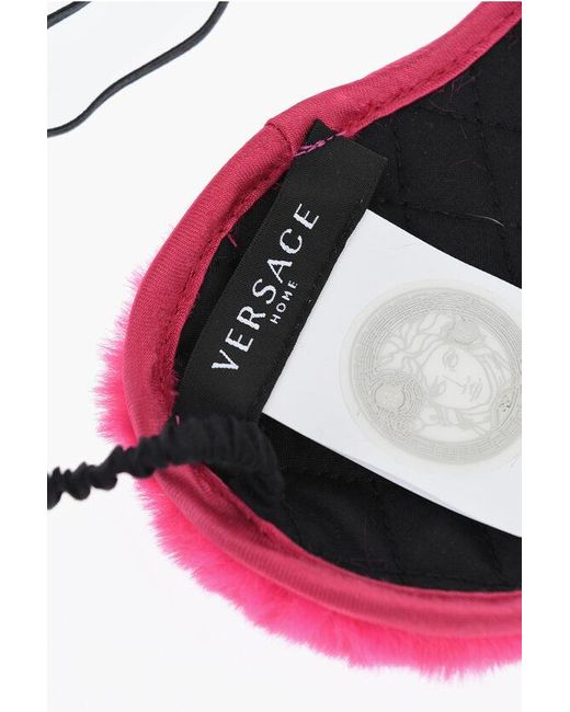 Versace Faux Fur Eye Mask With Sequined Logo in Red | Lyst UK