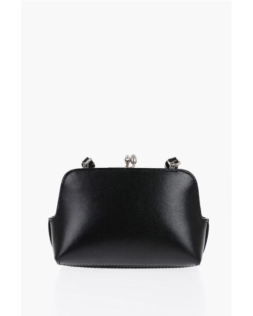Jil Sander Leather Mini Crossbody Bag With Clip Clap Closure in Black ...