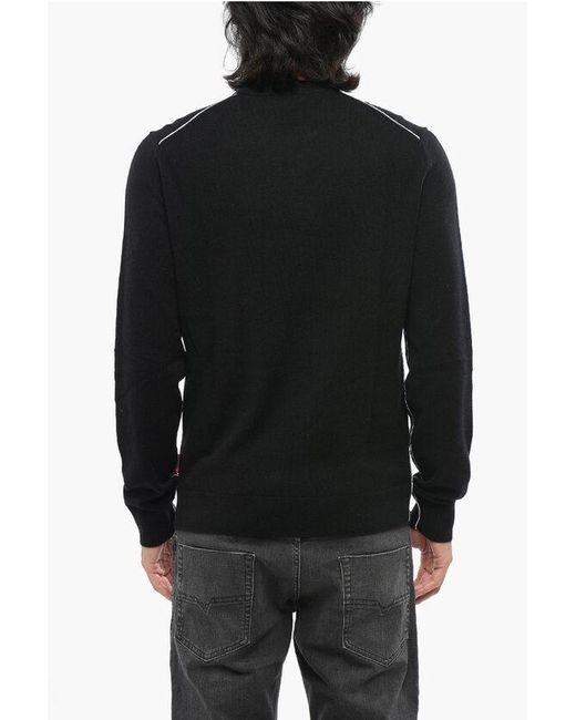 DIESEL Tag Crew Neck K-Vromo Cashmere Blend Sweater in Black for Men ...