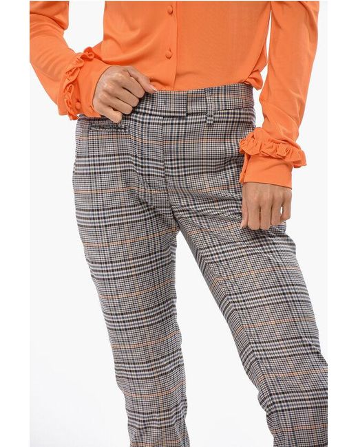 Dondup District Check Pants With Belt Loops in Grey | Lyst UK