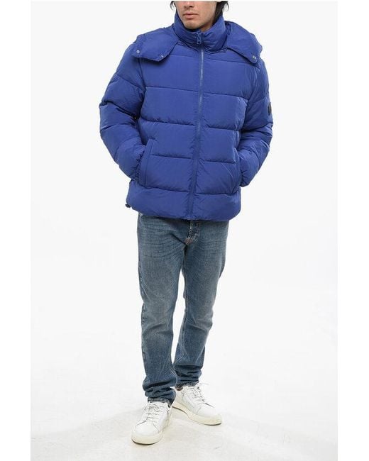 DIESEL Padded Step-Out Jacket With Removable Hood in Blue for Men | Lyst UK