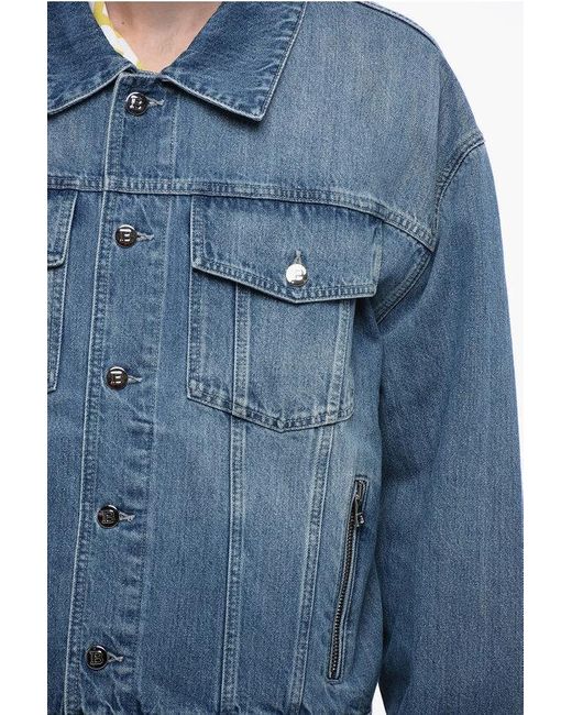 Balmain X Pokemon Denim Jacket With Logoed Buttons in Blue for Men ...