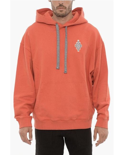 Marcelo Burlon Cotton Optical Cross Hoodie With Patch Pocket in Orange ...