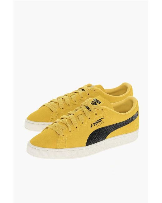 PUMA Suede Staple Low-Top Sneakers With Snake Effect Logo in Yellow for ...