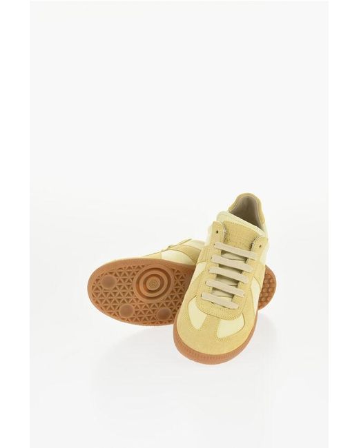Maison Margiela Mm22 Leather Low Top Sneakers With Suede Trims in Metallic | Lyst UK