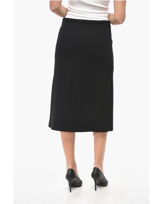 Courreges A-Line Midi Skirt With Adjustable Split in Black | Lyst UK
