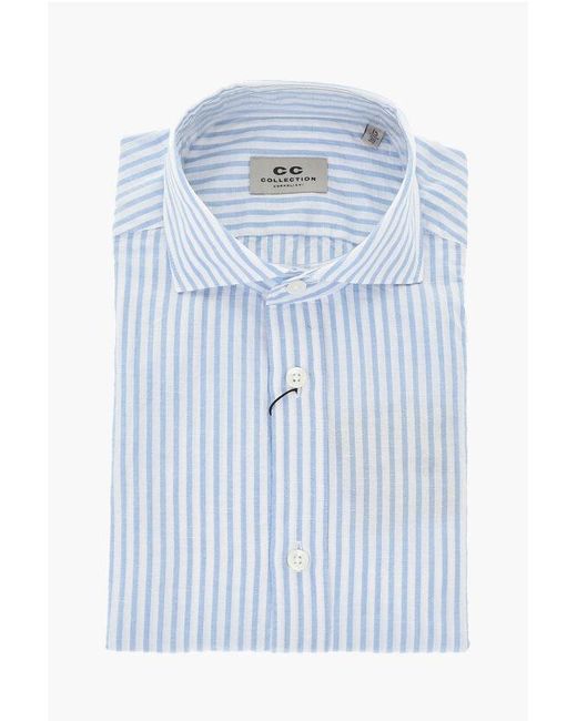Corneliani Cc Collection Cotton Shirt With Awning Stripes in Blue for ...