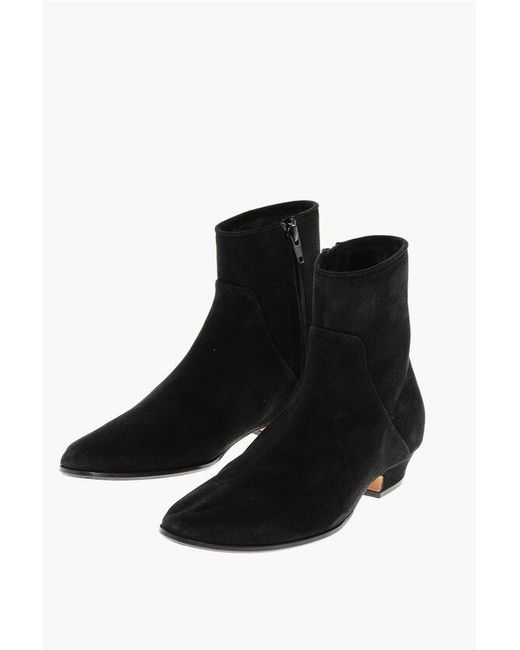 The Row Suede Awar Flat Booties in Black | Lyst UK