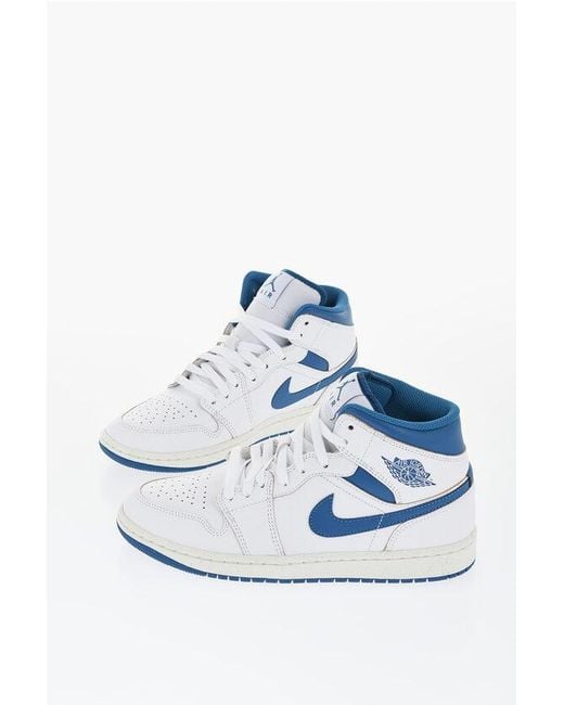 Nike Air Jordan Two-Tone Leather 1 Mid Se High-Top Sneakers in Blue for ...