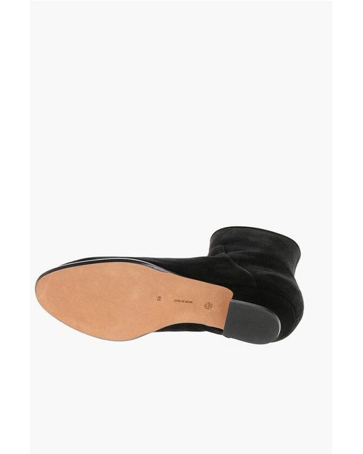 The Row Suede Awar Flat Booties in Black | Lyst UK