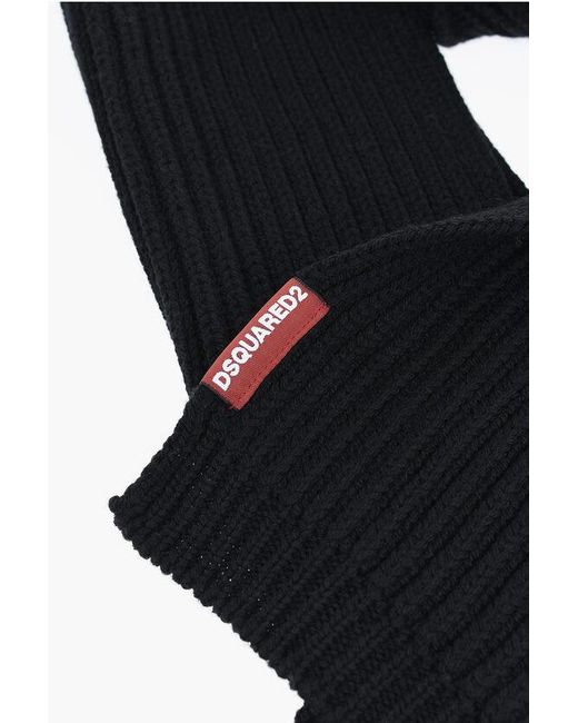 DSquared² Ribbed Wool Scarf And Beanie Set in Black for Men | Lyst UK