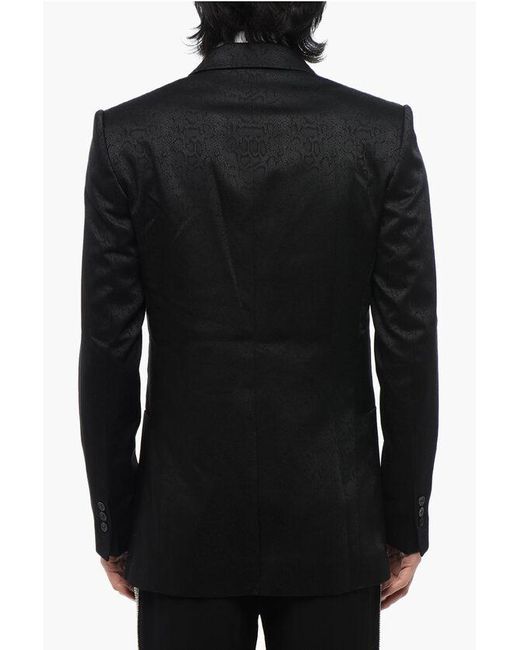Balmain Double-Breasted Jacquard Blazer With Snake Motif in Black for ...