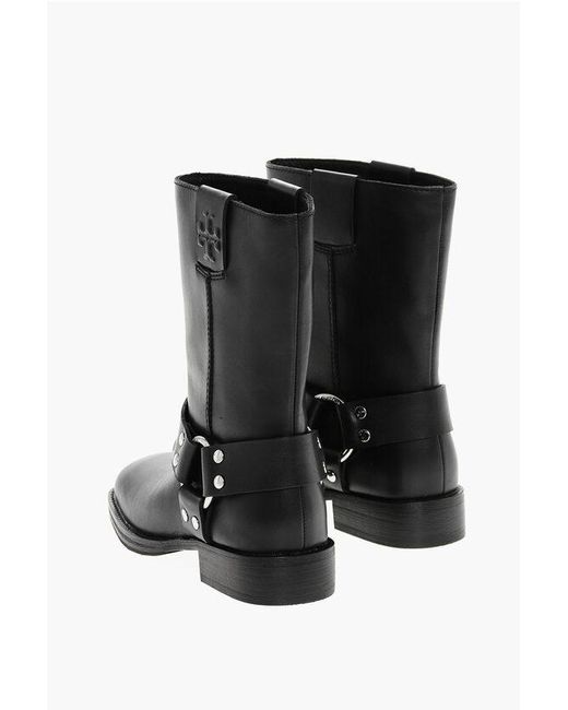 Tory Burch Leather Moto Biker Booties in Black | Lyst UK