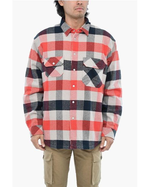 Woolrich Buffalo Check Ranch Padded Overshirt With Snap Buttons in Red ...