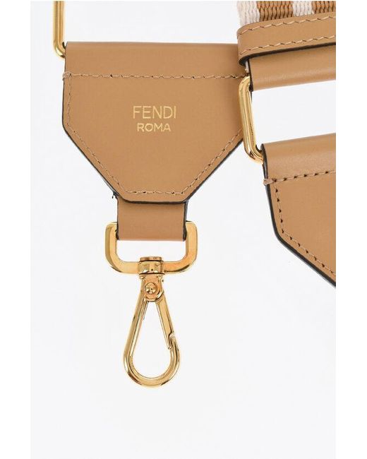 Fendi Logoed Fabric Strap With Leather Details in Metallic | Lyst UK