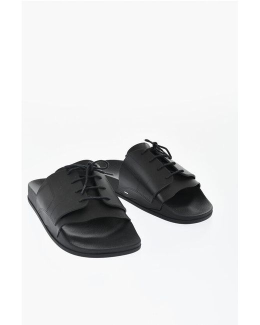 Maison Margiela Mm22 Rubber Slides With Lace-Up Design in Black | Lyst UK