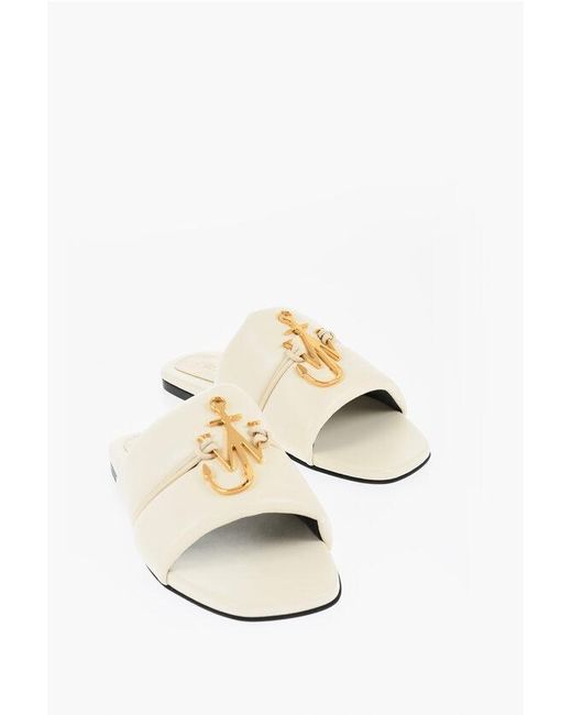 JW Anderson Eco-Leather Slides With Front Logo in White | Lyst UK