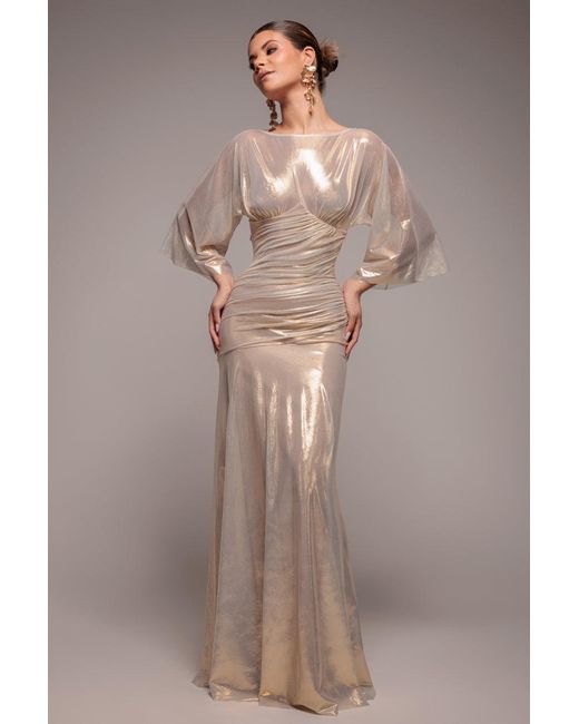 Goddiva Gravity Defying Naked Maxi Dress in Natural | Lyst UK