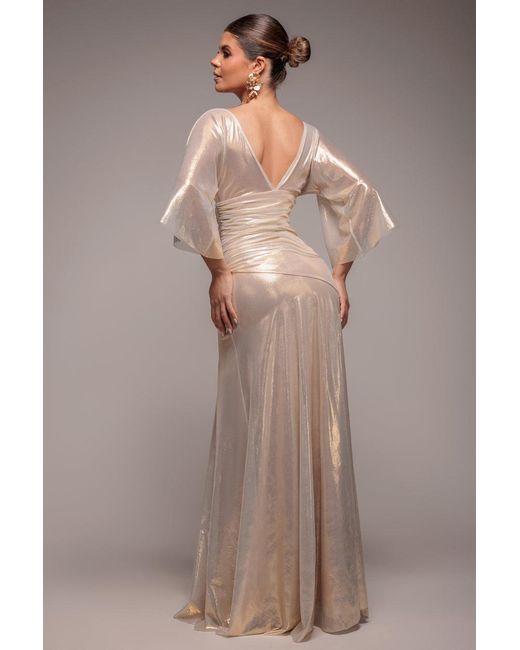 Goddiva Gravity Defying Naked Maxi Dress in Natural | Lyst UK