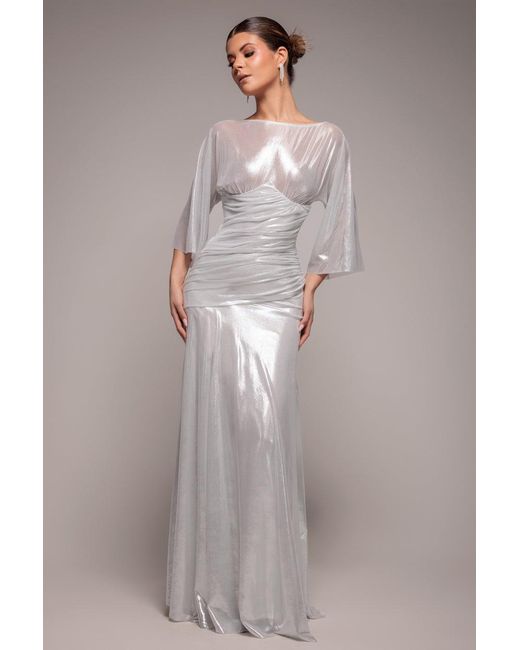 Goddiva Gravity Defying Naked Maxi Dress in Grey | Lyst UK