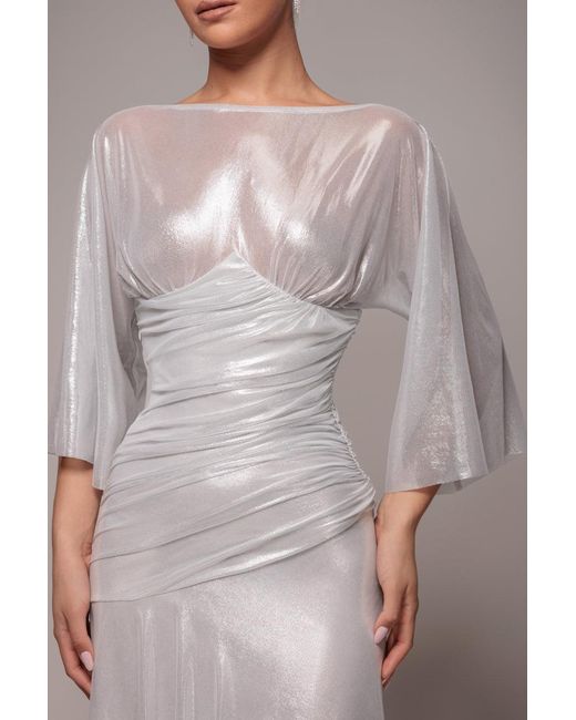 Goddiva Gravity Defying Naked Maxi Dress in Grey | Lyst UK