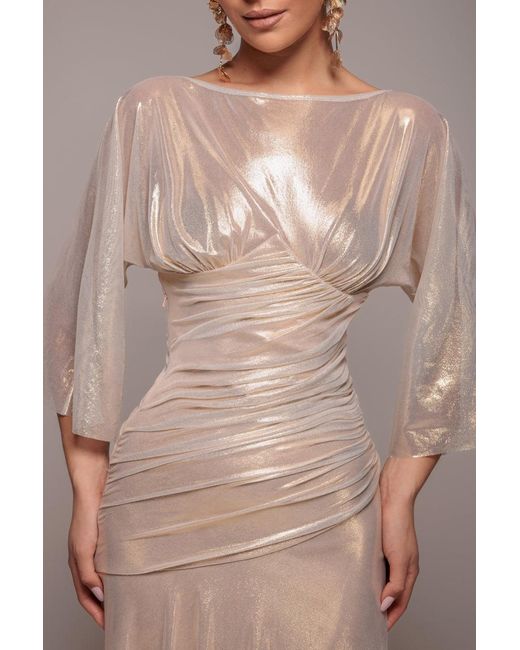 Goddiva Gravity Defying Naked Maxi Dress in Natural | Lyst UK