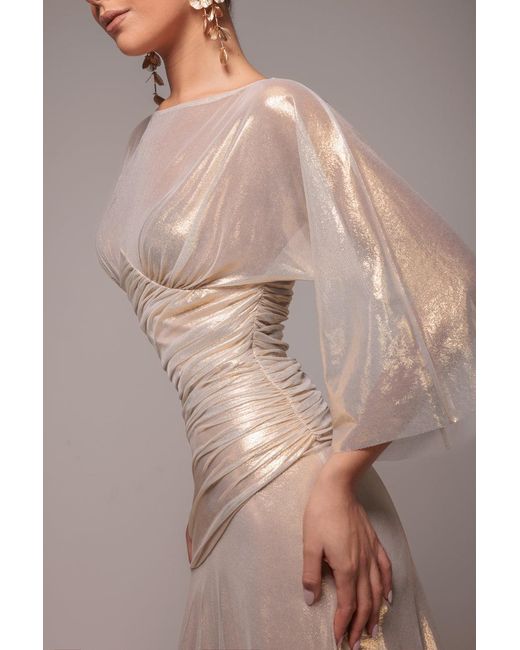 Goddiva Gravity Defying Naked Maxi Dress in Natural | Lyst UK