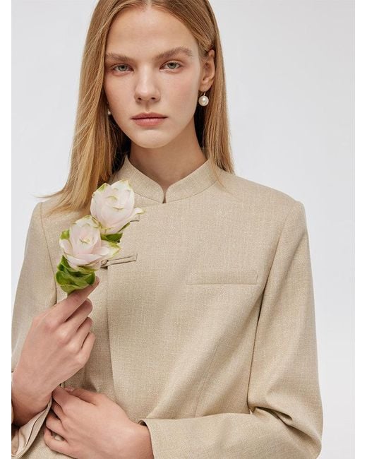 GOELIA New Chinese-Style Mandarin Collar Crop Jacket And Pleated Skirt ...