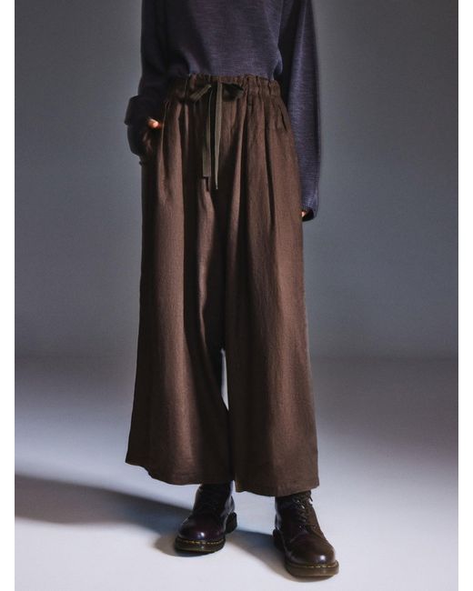 GOELIA 100% Linen Loose Fit Barrel Leg Pants in Black | Lyst