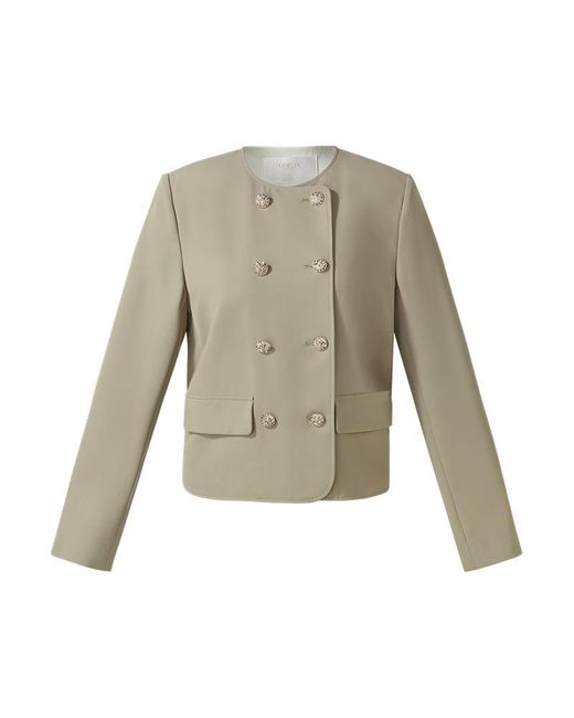 GOELIA Stretch Double-Breasted Jacket in Natural | Lyst