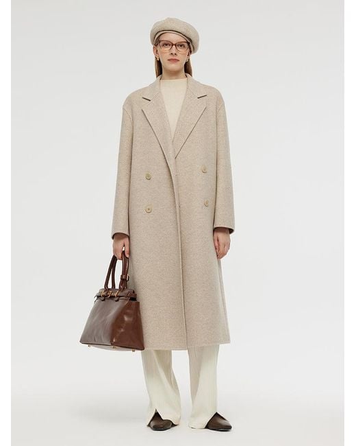 GOELIA Wool-Cashmere Herringbone Women's Coat in Natural | Lyst