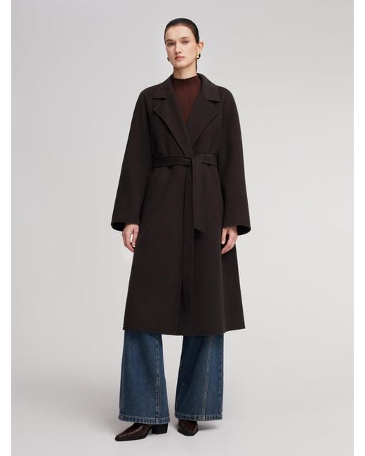 GOELIA Cashmere Wool Blend Double-Faced Wrap Overcoat in Brown | Lyst