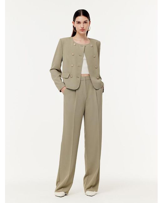 GOELIA Stretch Double-Breasted Jacket in Natural | Lyst