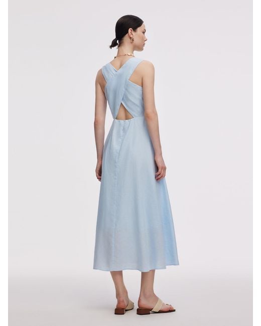 GOELIA 100% Linen Cross Back Maxi Dress in White | Lyst