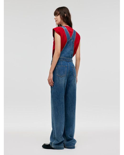 GOELIA Denim Straight Full-Length Overalls in Blue | Lyst