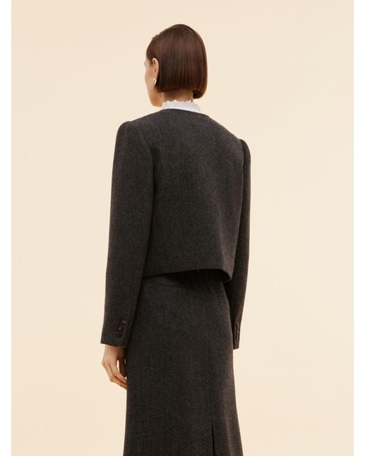 GOELIA 100% Washable Wool Double Breasted Crop Jacket in Black | Lyst
