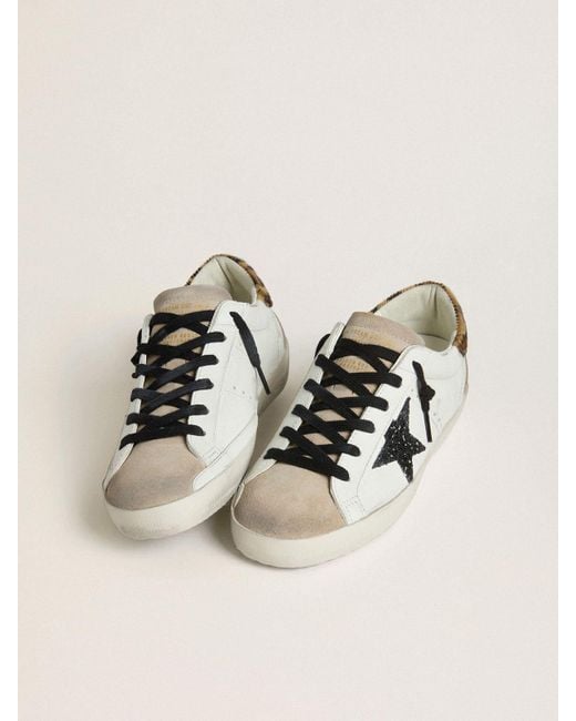 Golden Goose Super-Star With Glitter Star And Leopard-Print Pony Skin ...