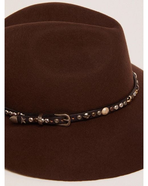 Golden Goose Coffee- Hat With Studded Leather Strap in Brown for Men | Lyst