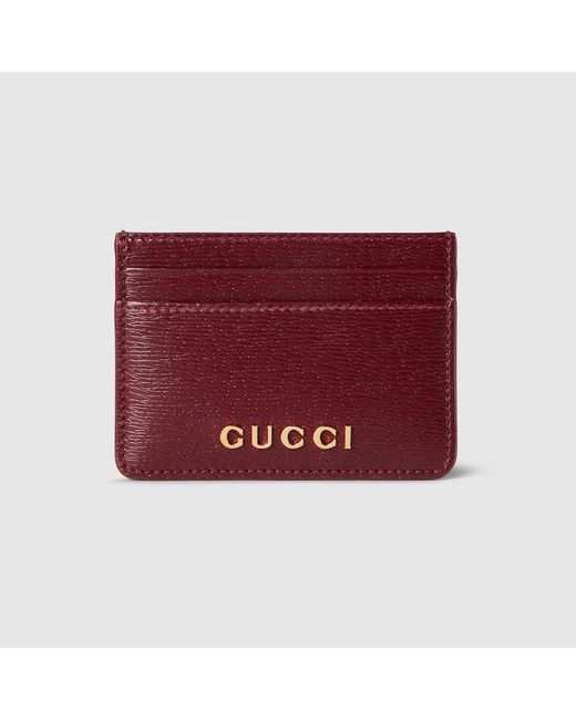 Gucci Card Case With Script, , Leather in Red | Lyst