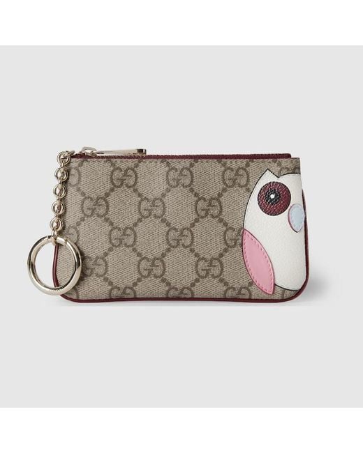 Gucci Gg Key Case With Owl Detail in Natural | Lyst