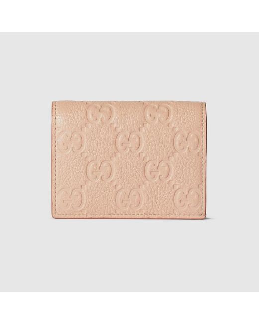 Gucci Gg Emblem Mini Wallet in Natural | Lyst