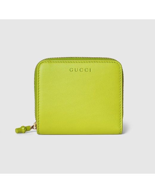Gucci Small Wallet With Bamboo, Leather in Green | Lyst
