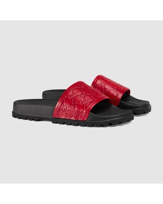 Gucci Signature Slide Sandal in Black for Men | Lyst