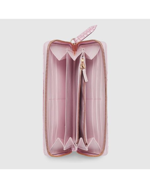 Gucci GG Marmont Python Zip-around Wallet in Pink | Lyst