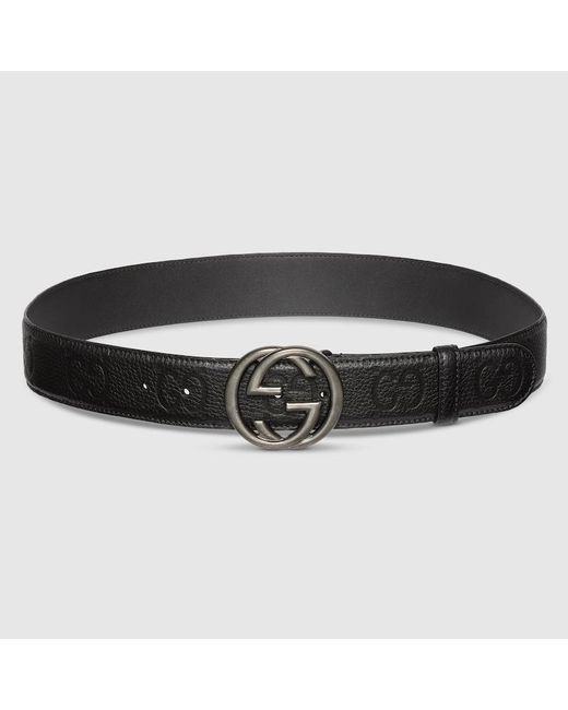 Gucci Gg Belt With Interlocking G Buckle, Size 100 in Black for Men | Lyst