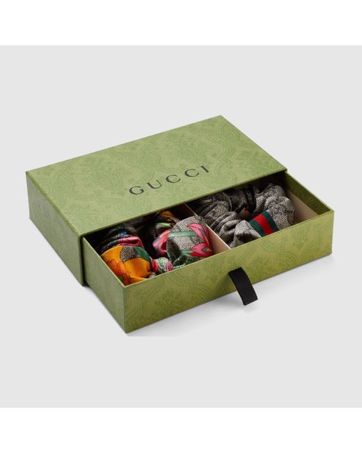 Gucci Silk GG Scrunchie Set in Natural | Lyst