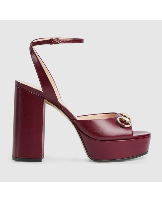 Gucci Horsebit Platform Sandal, Leather in Red | Lyst UK