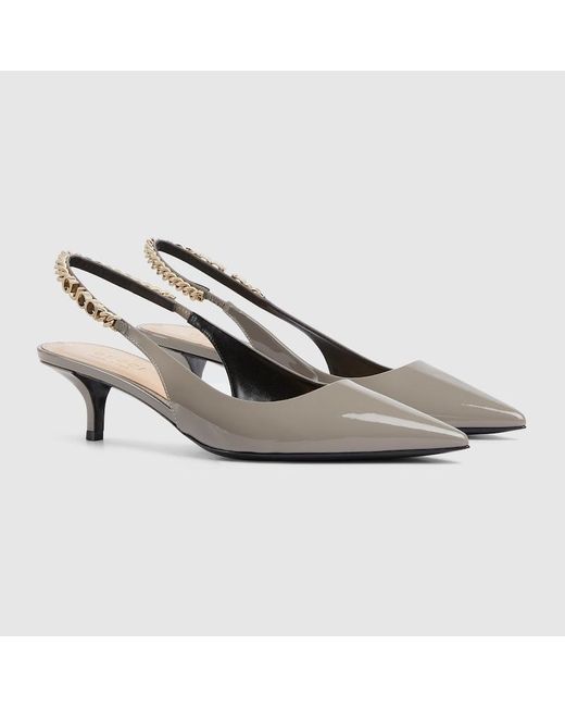 Gucci Signoria Slingback Pump in White | Lyst