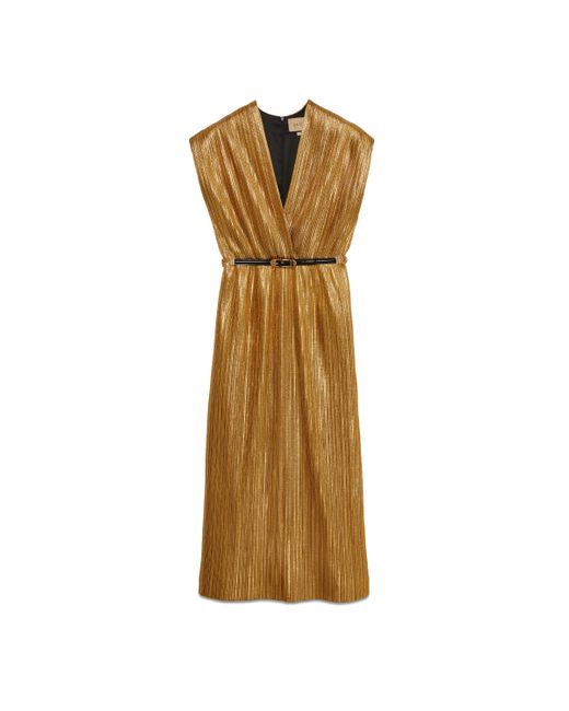 Gucci Cady Lame Midi Dress In Metallic Lyst