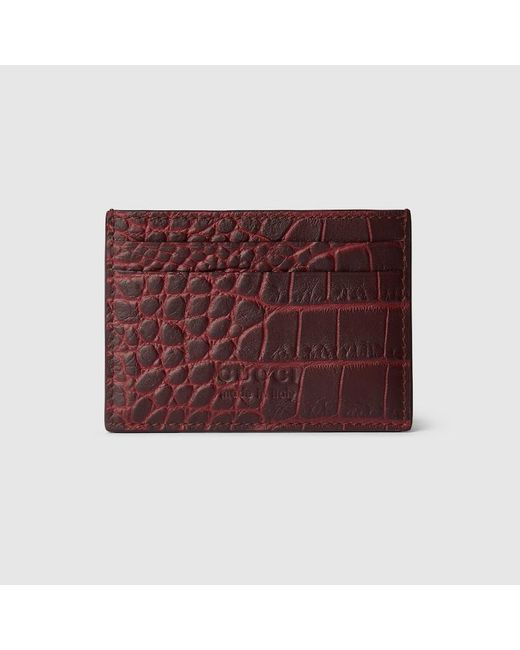 Gucci Crocodile Card Case, , Precious in Red for Men | Lyst